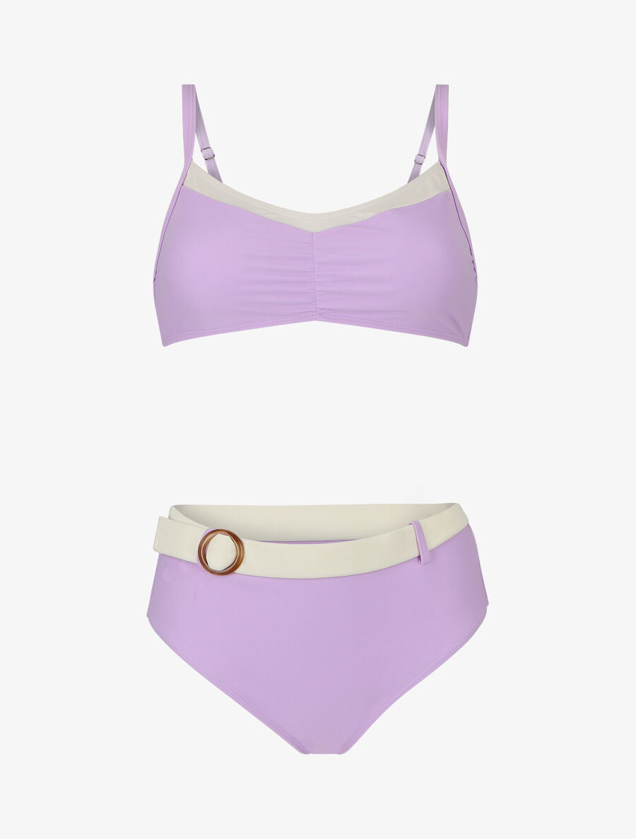 Bikini brassière et culotte montante ceinturée - Lilas | Inspee