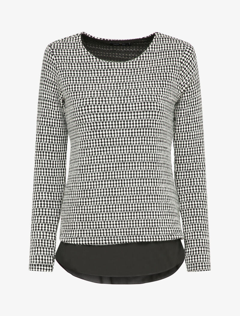 Pull imprimé à superposition - Blanc/noir | Inspee