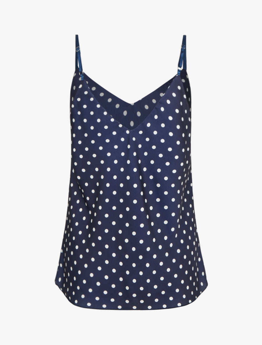 Caraco satiné imprimé à pois - Marine | Inspee