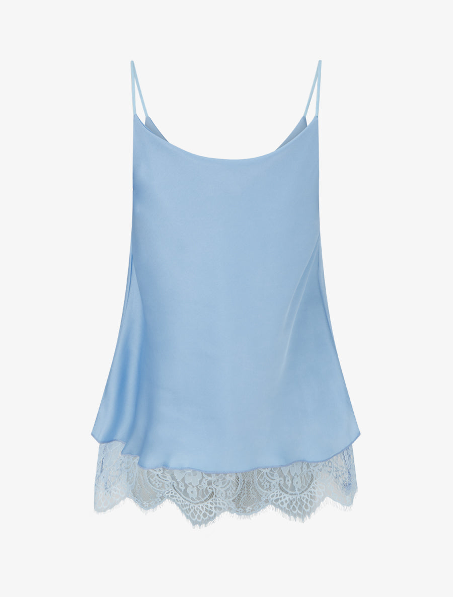 Caraco satiné à bords en dentelle - Bleu ciel | Inspee