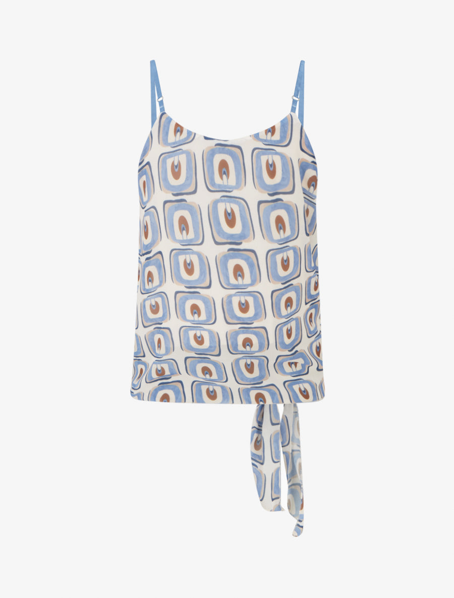 Caraco imprimé graphique à nouer - Bleu ciel | Inspee