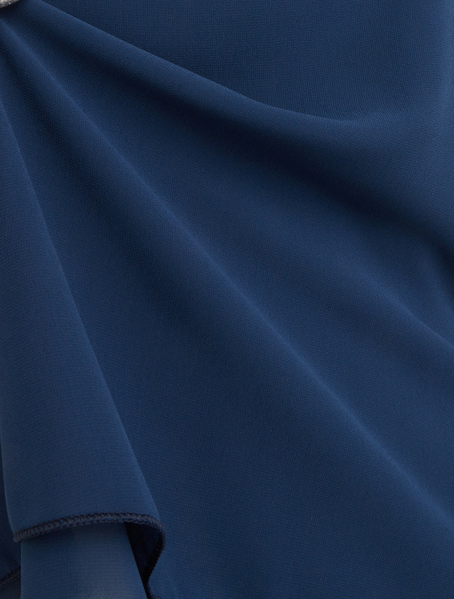 Caraco uni en voile superposé - Marine | Inspee