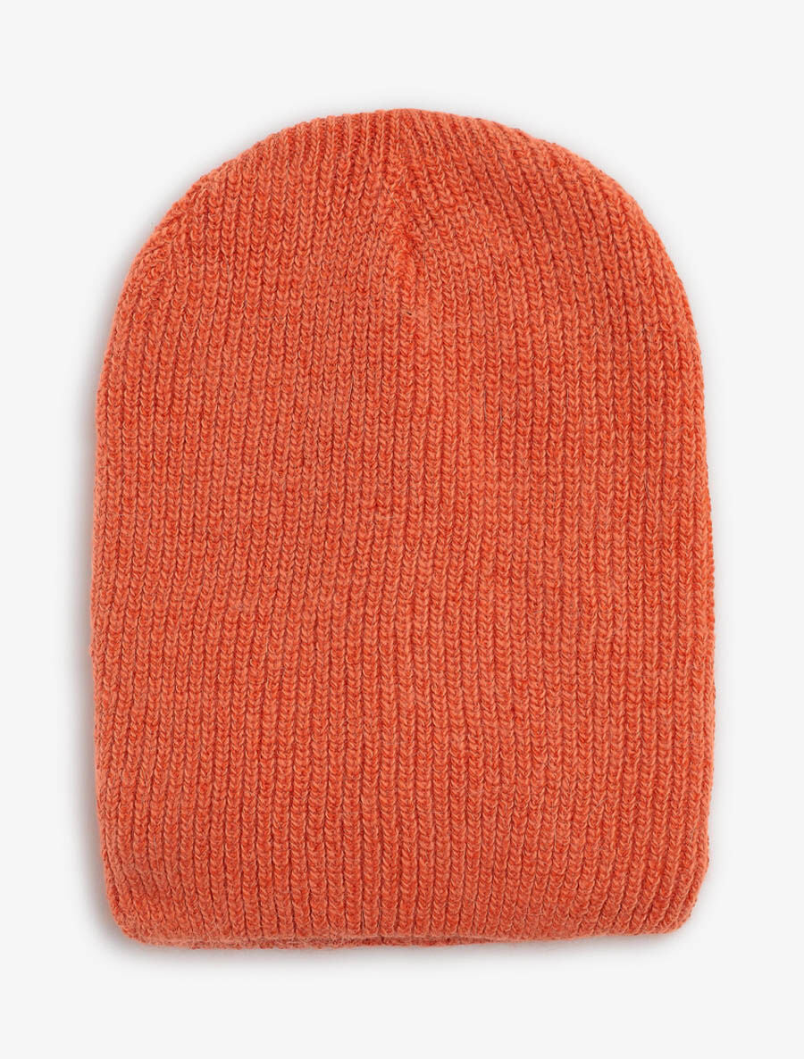 Bonnet uni en maille côtelée - Orange Inspee | Inspee