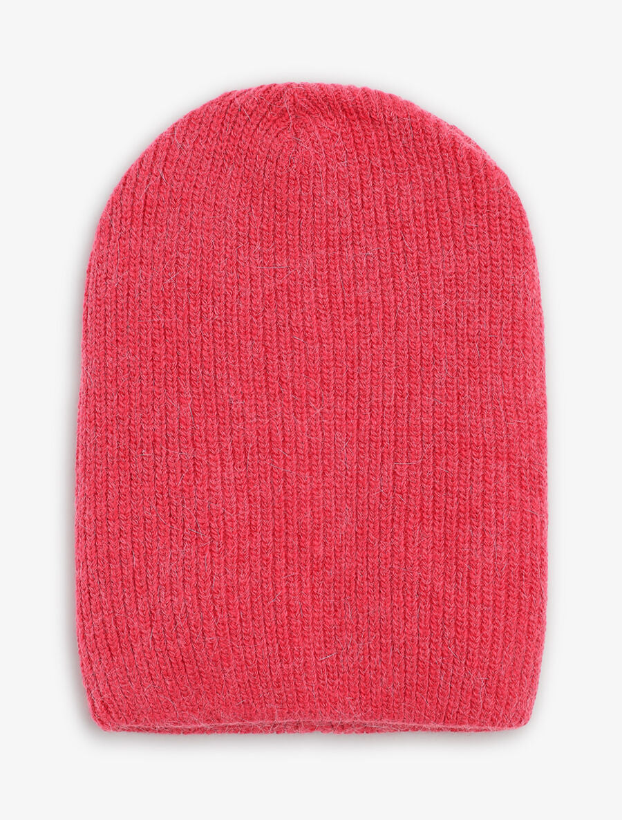 Bonnet uni en maille côtelée - Fushia | Inspee