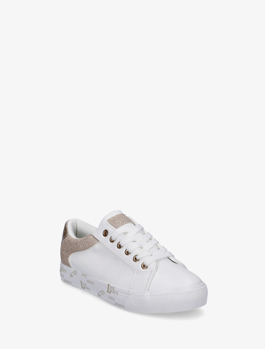 Sneakers unies à semelle floqué - Or | Inspee