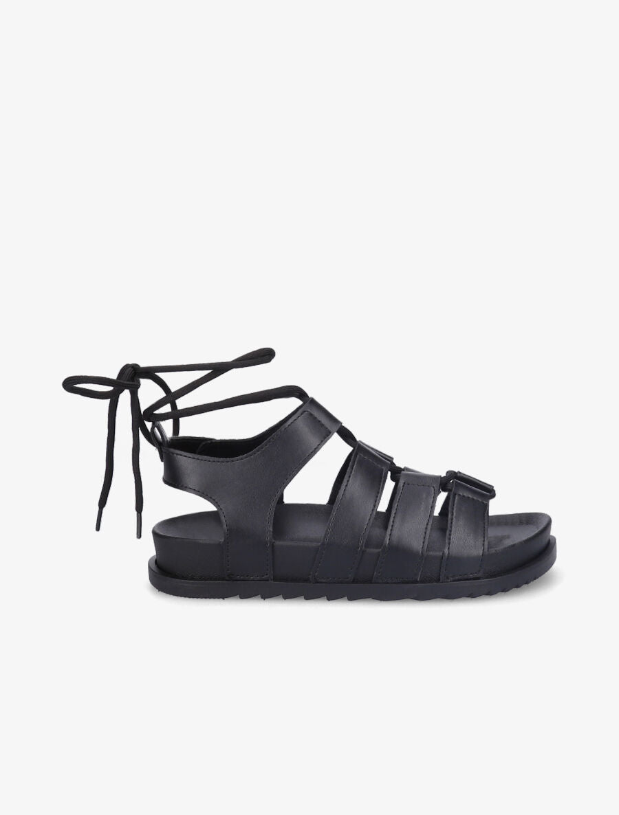 Sandales style spartiates en simili à lacets - Noir Inspee | Inspee