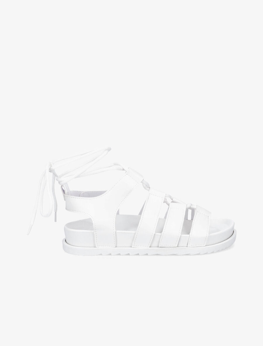 Sandales style spartiates en simili à lacets - Blanc | Inspee