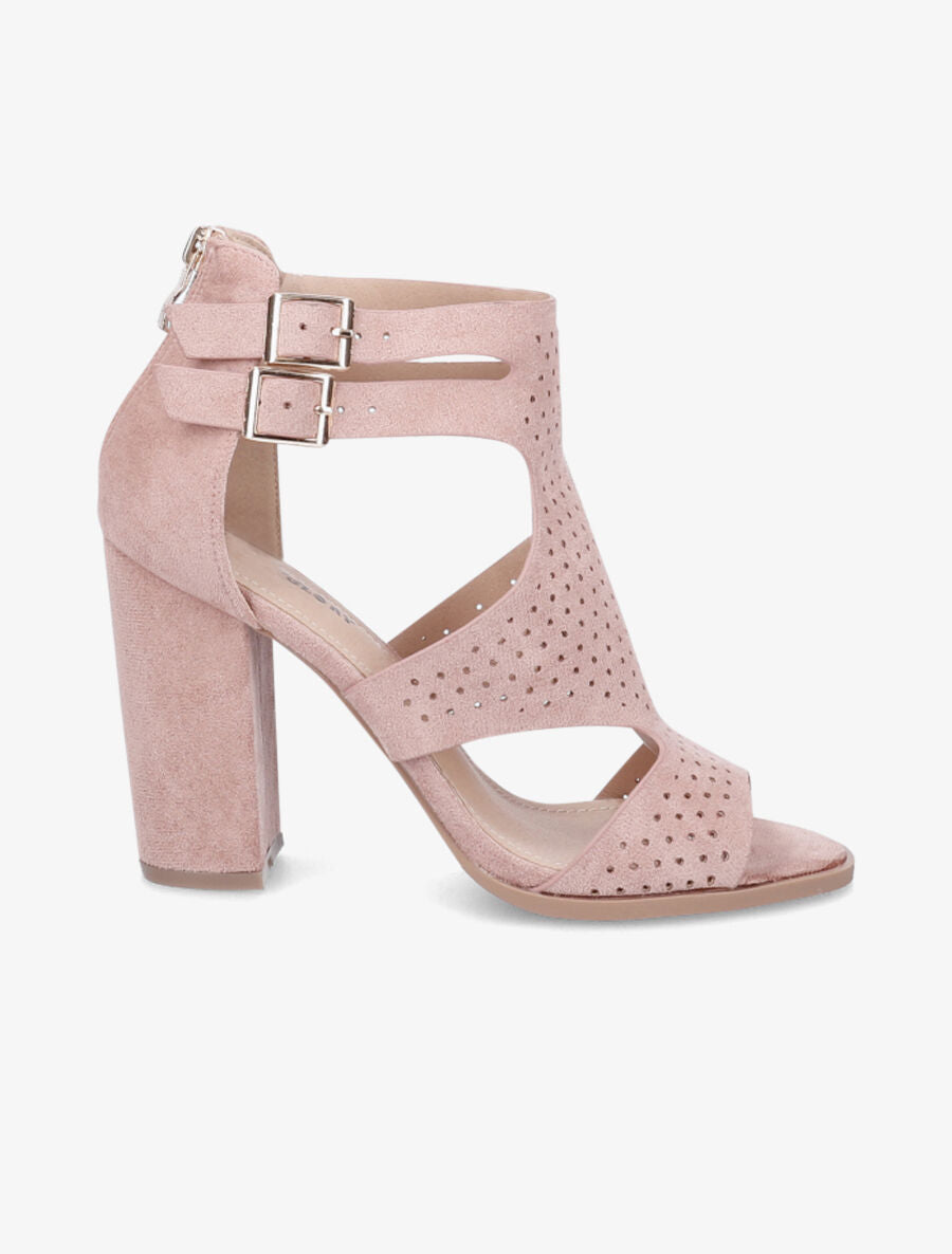 Sandales à talon et ganses ajourées et perforées - Rose Inspee | Inspee