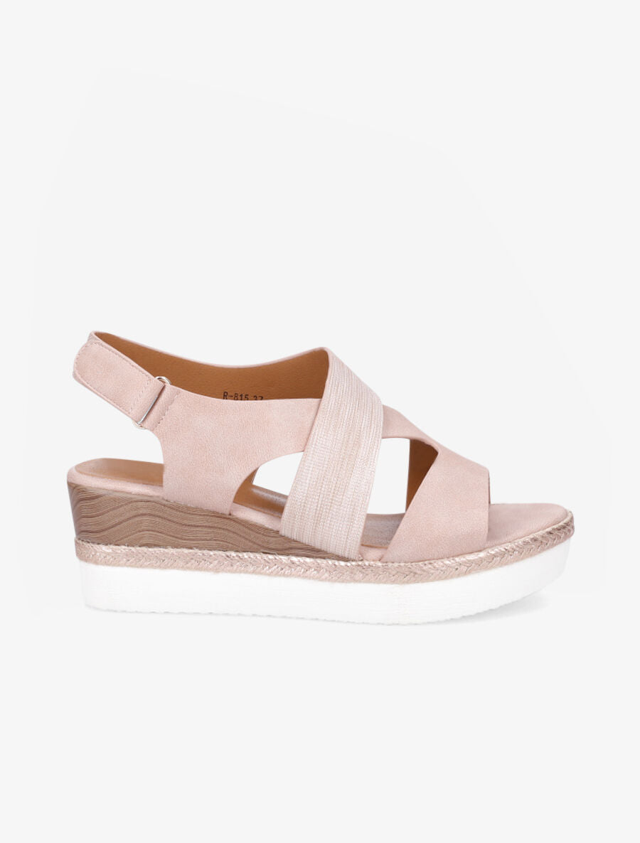Sandales compensées à scratch - Rose Inspee | Inspee